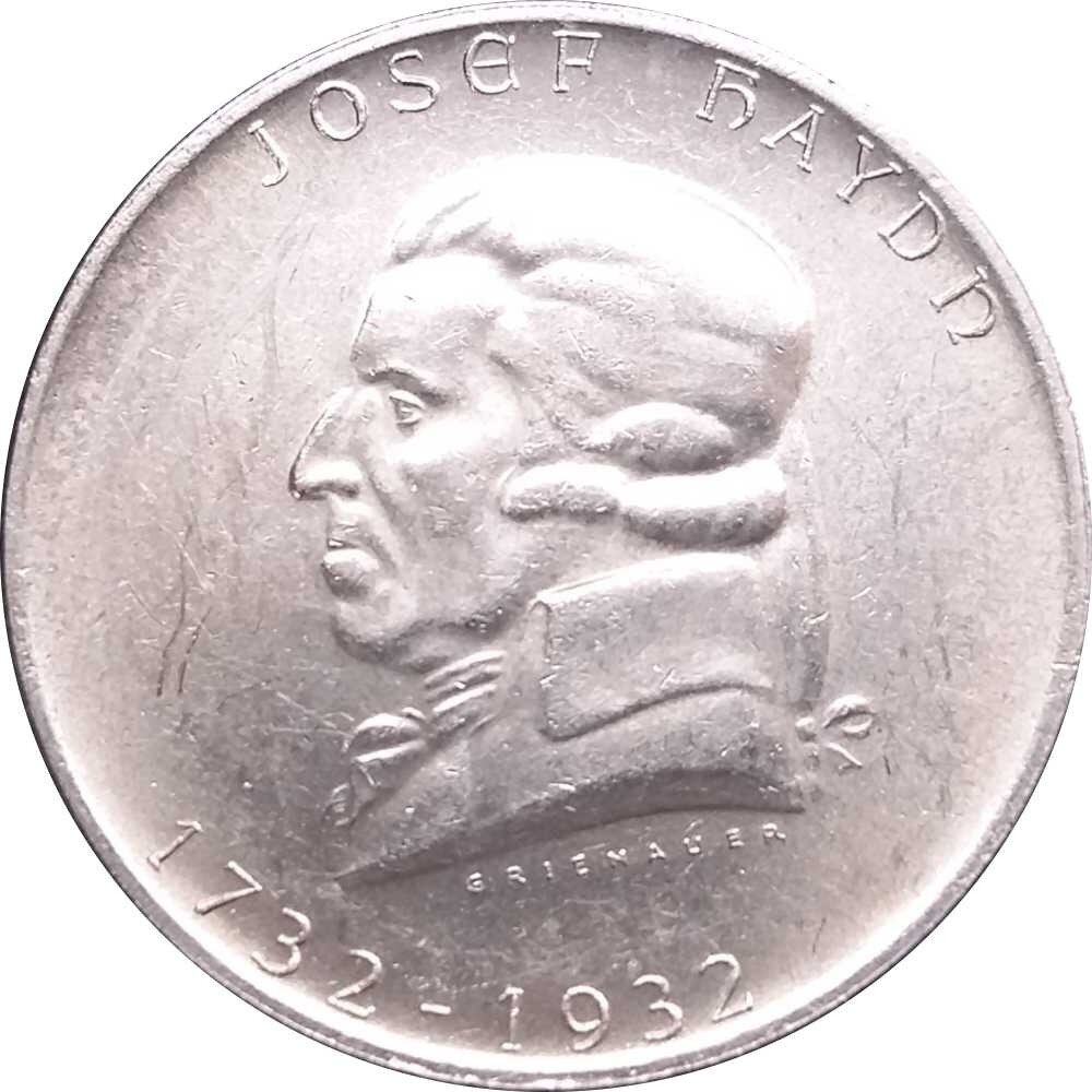 Österreich 2 Schilling 1932 Josef Haydn - Silber, 36,30