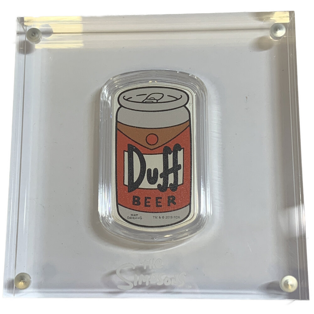 Tuvalu Die Simpsons Duff Beer 2019 1 oz Silber Polierte Platte, 229,00