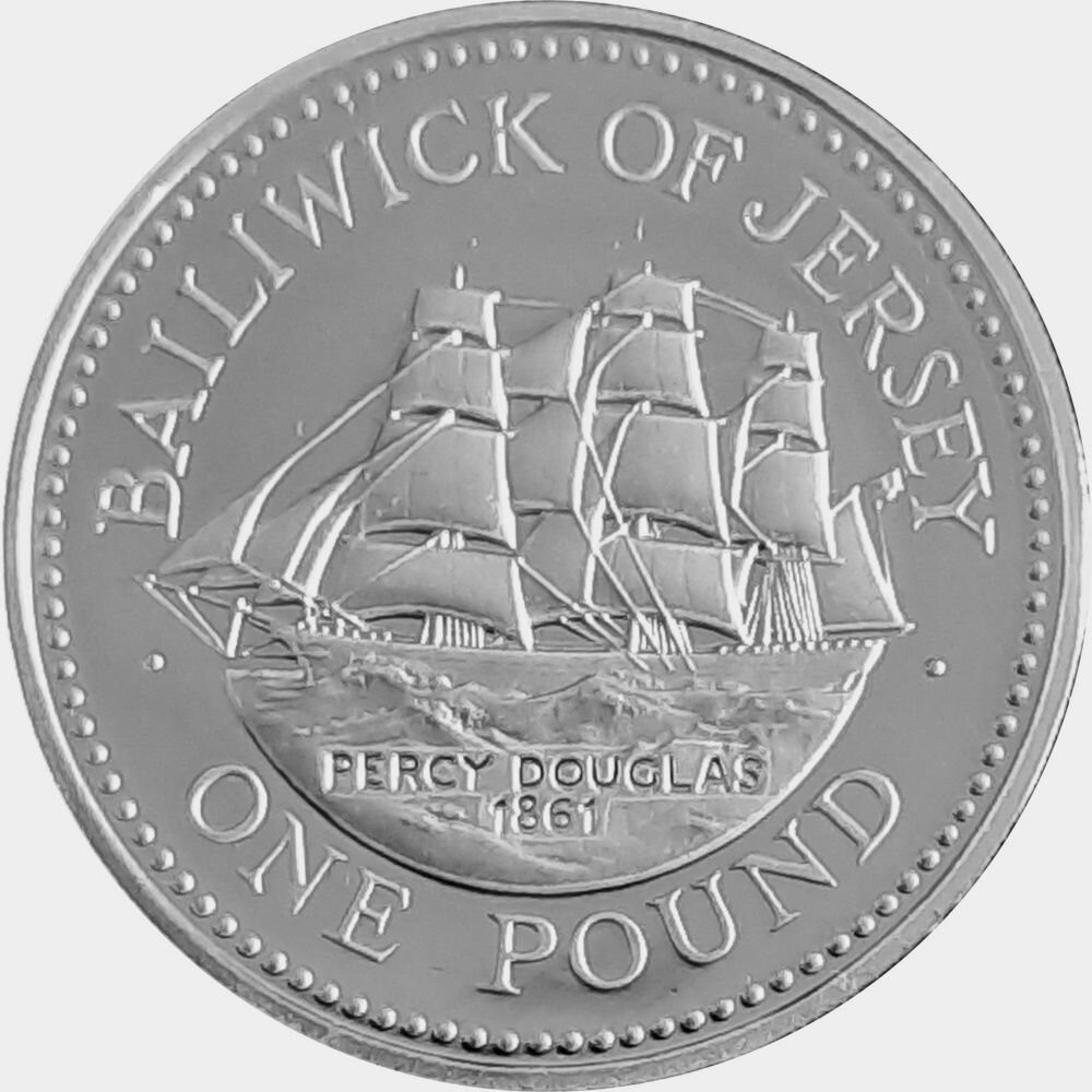 Jersey 1 Pound 1991 Dreimastsegler "Percy Douglas" - Silber PP, 36,20