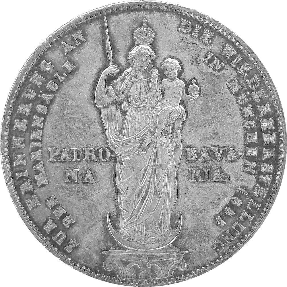 Bayern 2 Gulden 1855 "Mariensäule" - König Maximilian II. Joseph 1848 ...
