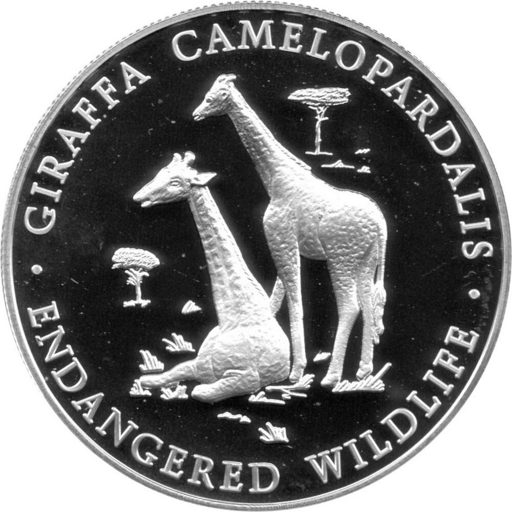 Sambia 1.000 Kwacha 2000 - Gefährdete Tierwelt "Giraffe" - Silber PP ...