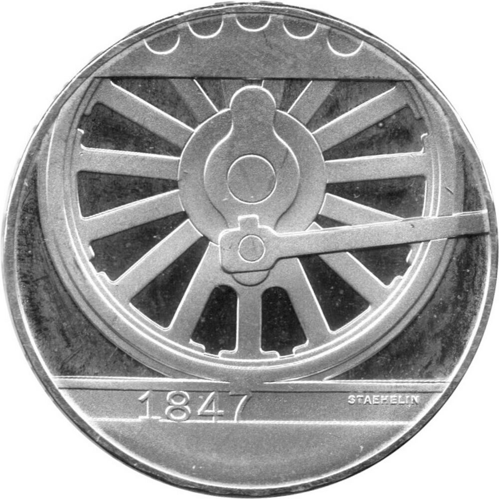 Schweiz 20 Franken 1997 - 150 Jahre Schweizer Eisenbahnen - Silber PP, 42,20