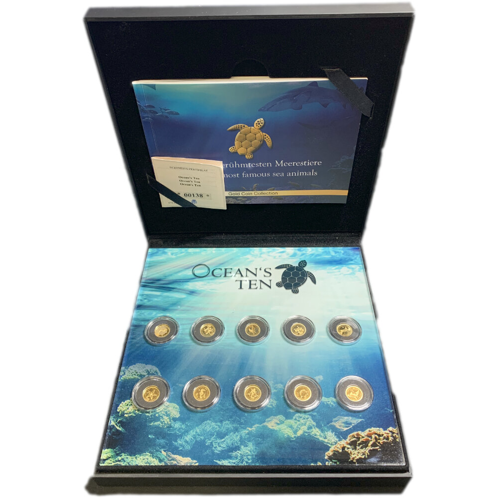 Niue Ocean's Ten - Faszination Meer 2019 - 10 x 0,5 Gramm Goldmünzen, 630,00