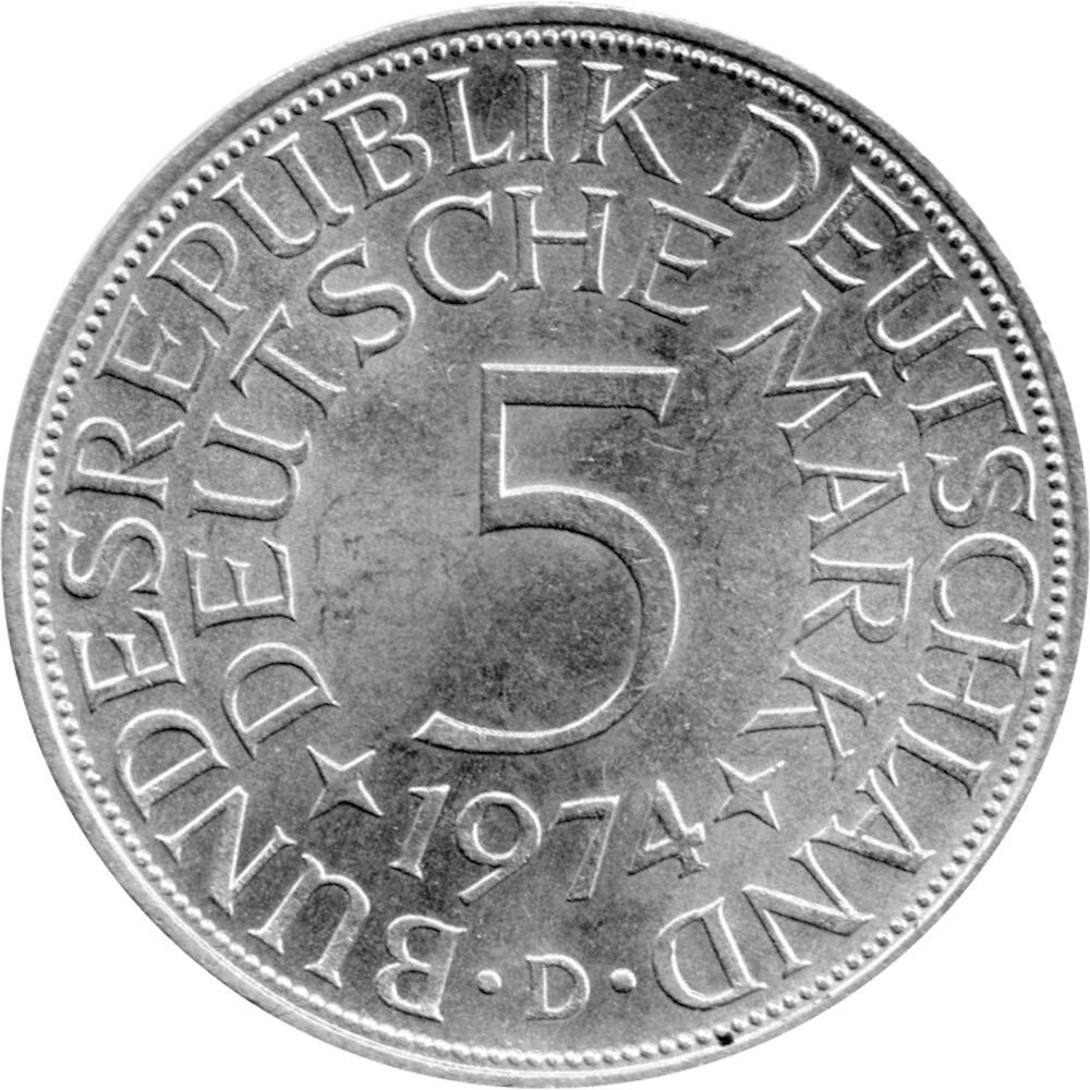 J.387 Deutschland 5 Deutsche Mark 1951 -F- Kursmünze 625/1000 Silber ...