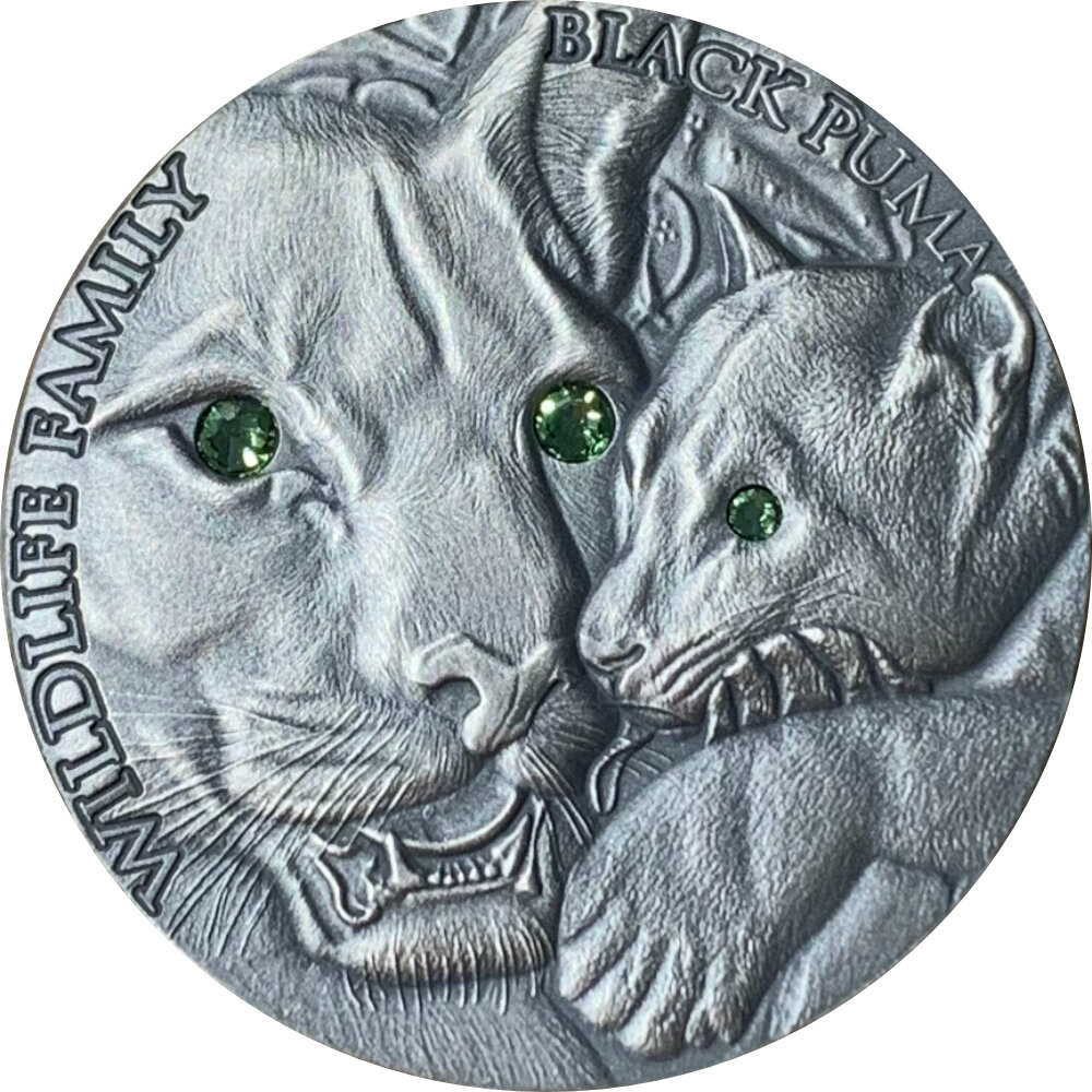 Niue Wildlife Familiy 2016 Black Puma - 1 oz Silber | High Relief Ant ...