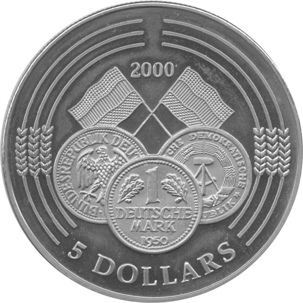 Liberia 5 Dollars 2000 - Deutsche Mark - Kupfer-Nickel, 9,00