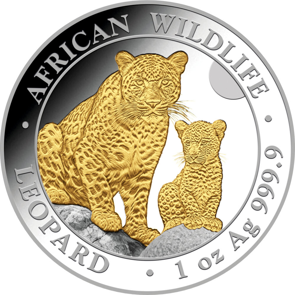 Somalia Leopard 2024 1 oz Silber - Teilvergoldet, 62,81