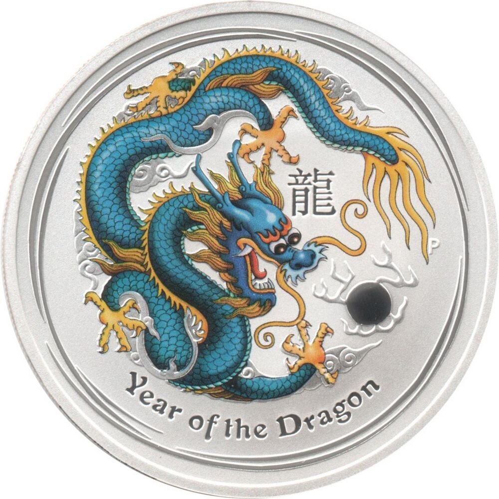 Australien Lunar II 2012 Jahr des Drachen 1 oz Silber teilkoloriert ...