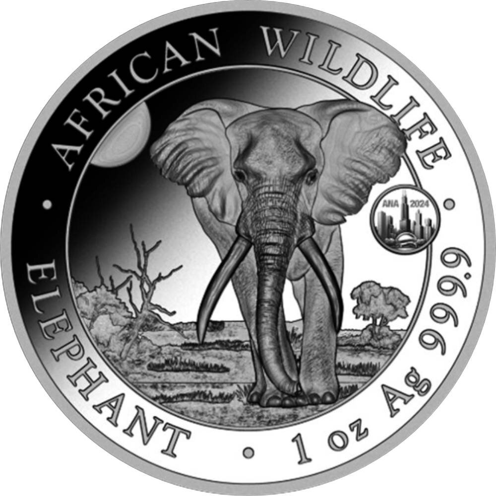 Somalia Elefant 2024 1 oz Silber - Motiv 2025 - ANA, 107,05