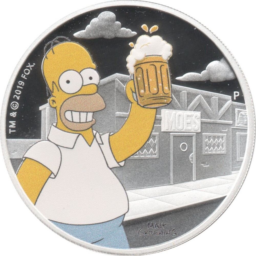 Tuvalu 1 Dollar 2019 - The Simpsons "Homer Simpson" - 1 oz Silber PP ...