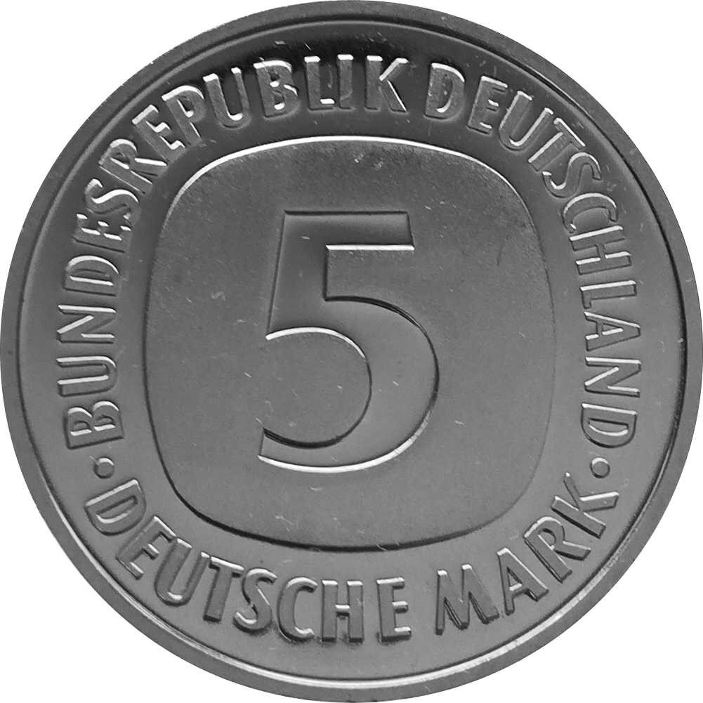J.415 Deutschland 5 Deutsche Mark 1975 - 2001 Kursmünze, 4,90 J.415 Deutschland 5 Deutsche Mark 1975 - 2001 Kursmünze, 4,90