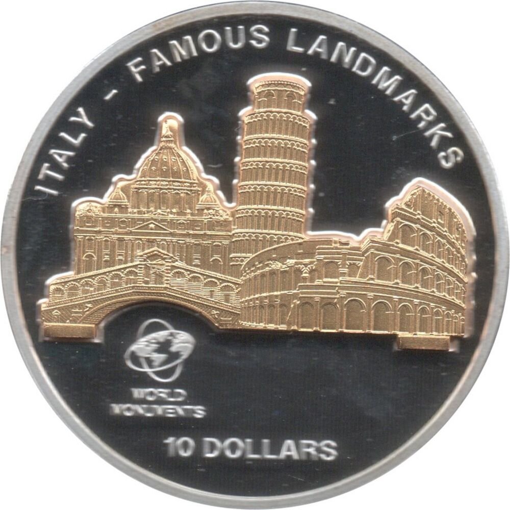 Cook Islands 10 Dollars 2011 - Weltdenkmäler "Italien-Collage" - Silb ...