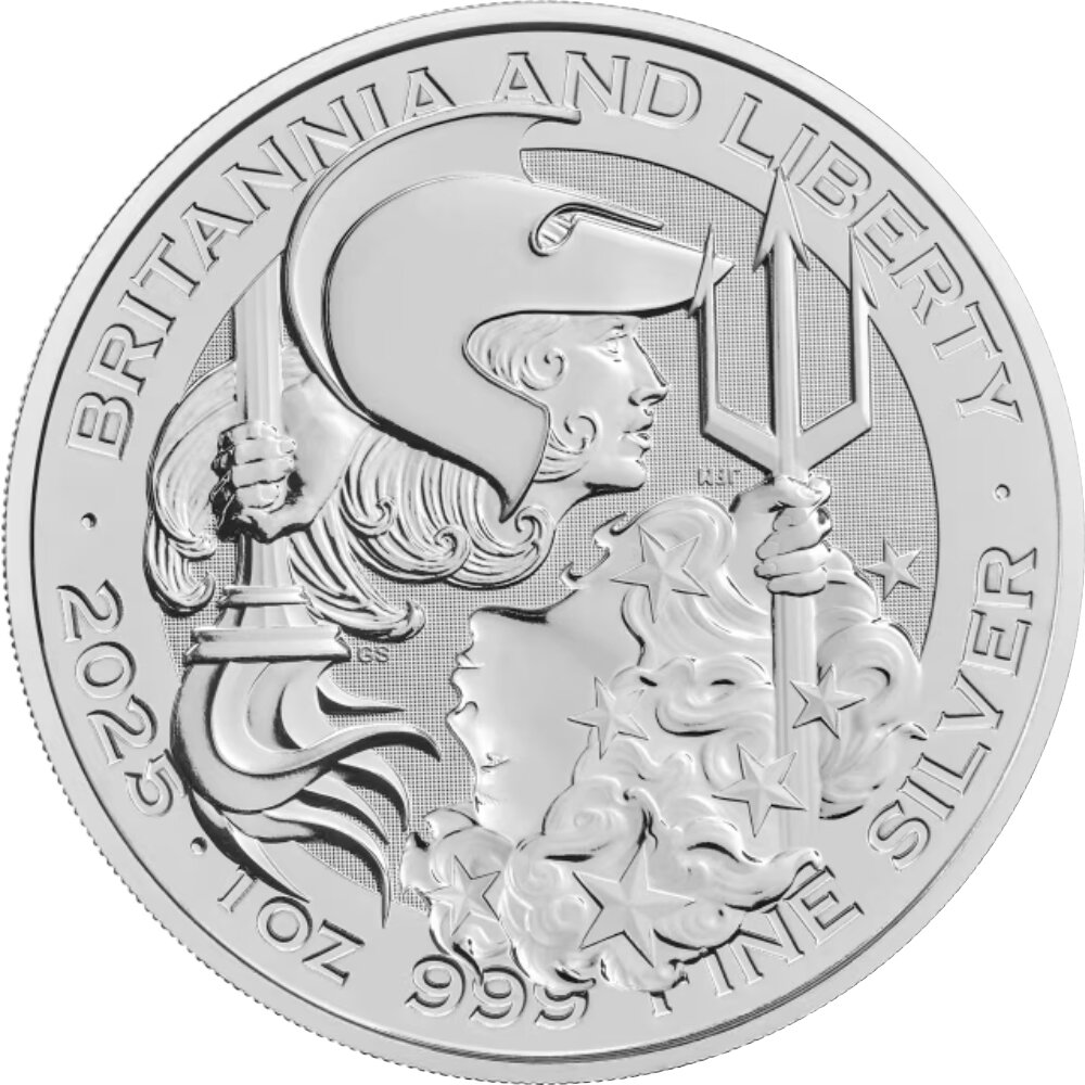UK Britannia und Liberty 2025 1 oz Silber, 39,27