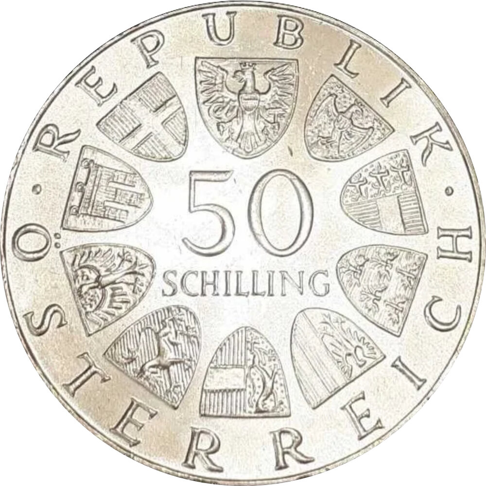 Österreich 50 Schilling div. 640/1000 Silber 1974-1978, 31,60