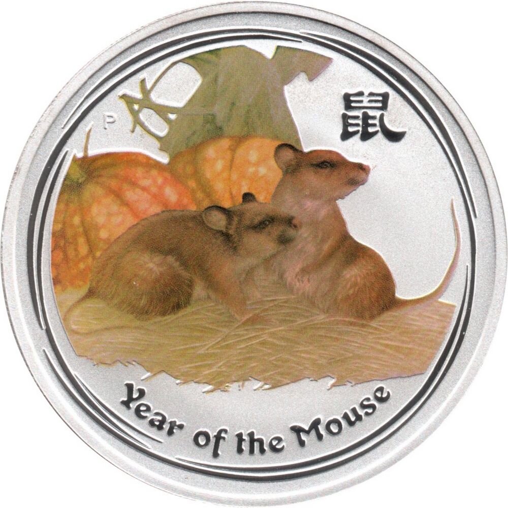 Australien Lunar II 2008 Jahr der Maus 1 oz Silber coloriert, 102,30
