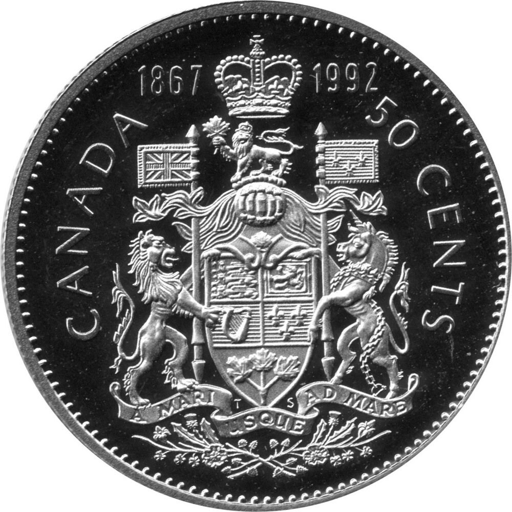 Kanada 50 Cents Typ 1992 - "Königliches Wappen" - Nickel PP, 11,90