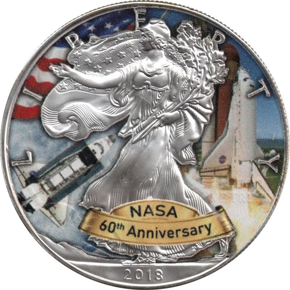 USA American Eagle 2018 1 oz Silber - 60 Jahre NASA Space Shuttle, 89,80