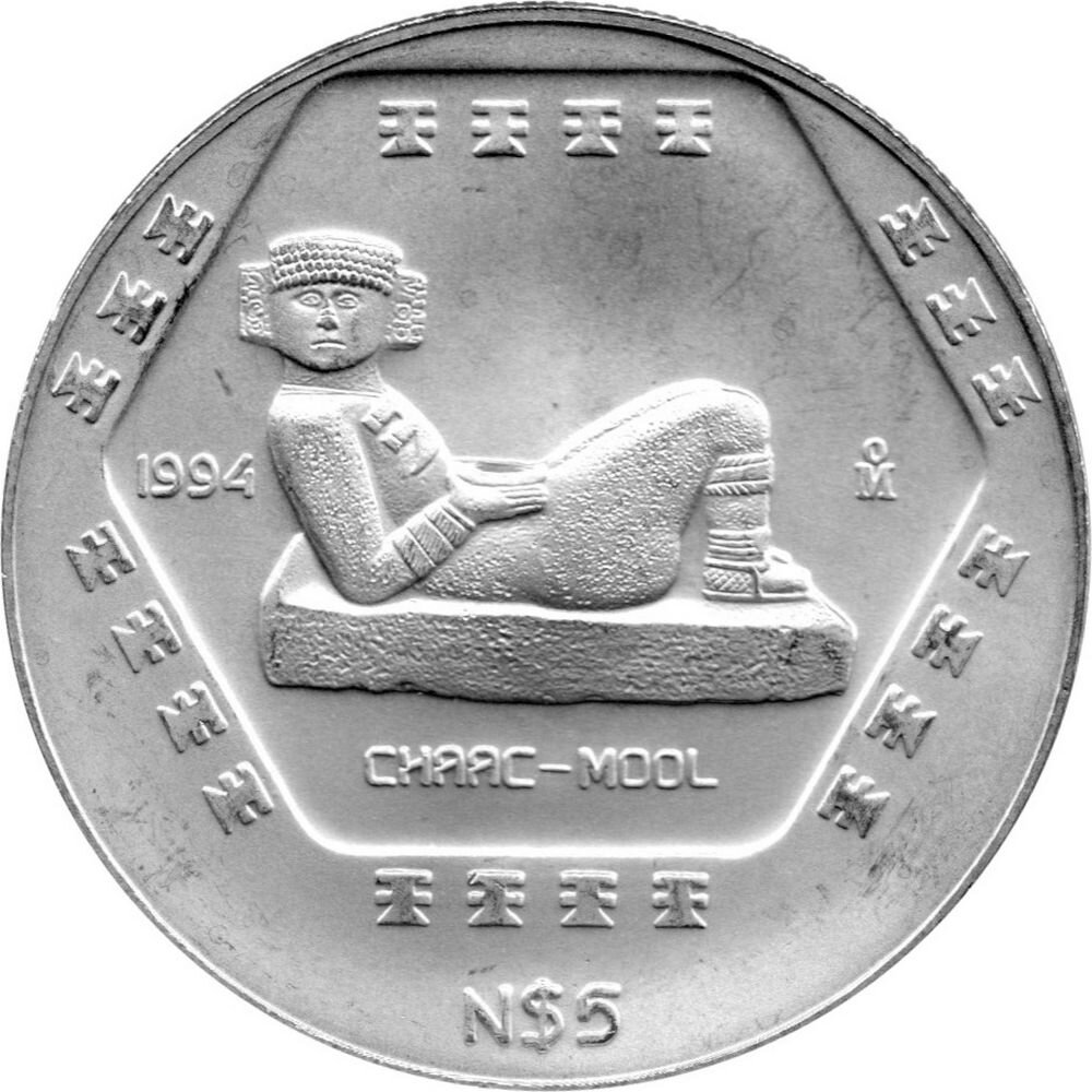 Mexiko 5 Pesos 1994 - Chaac Mool - 1 oz Silber, 81,00
