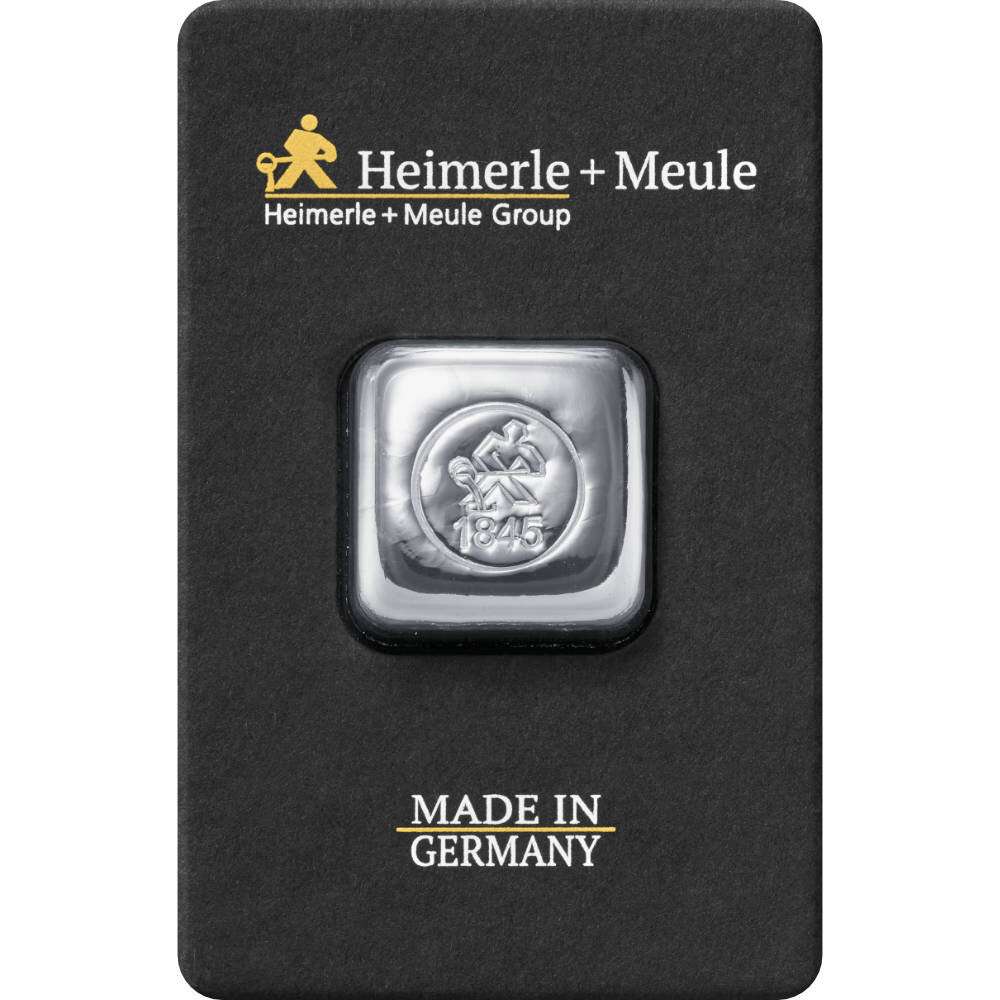 50 Gramm Silberbarren Heimerle & Meule gegossen | Neuware, 158,64