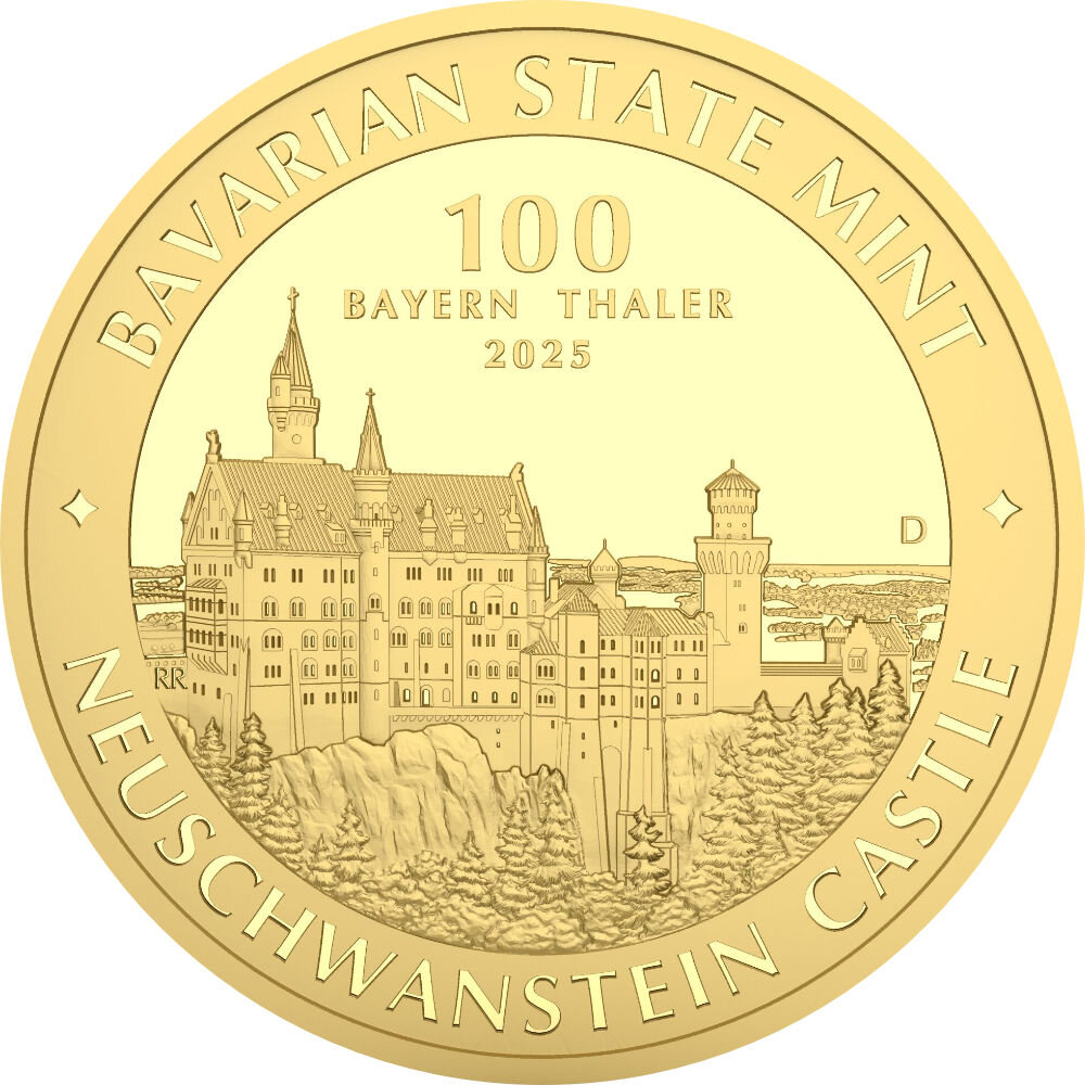 Bayern Thaler 1. Ausgabe Schloss Neuschwanstein 2025 1 oz Gold, 3.854,50