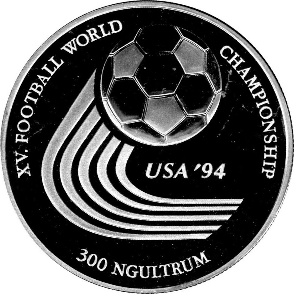 Bhutan 300 Ngultrum 1993 - XV. Fußball-WM 1994 in den USA "Logo" - Si ...