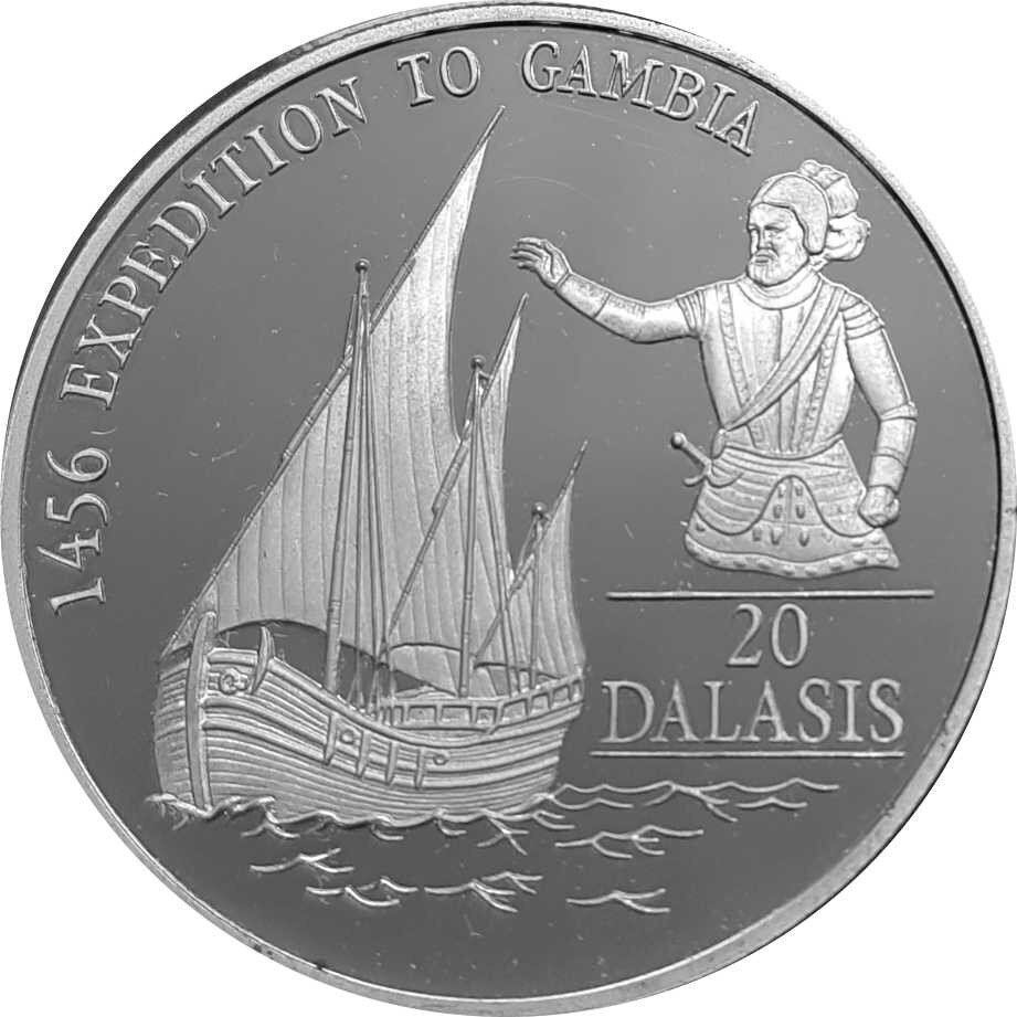 Gambia 20 Dalasis 1993 - Heinrich der Seefahrer - Silber PP, 87,60