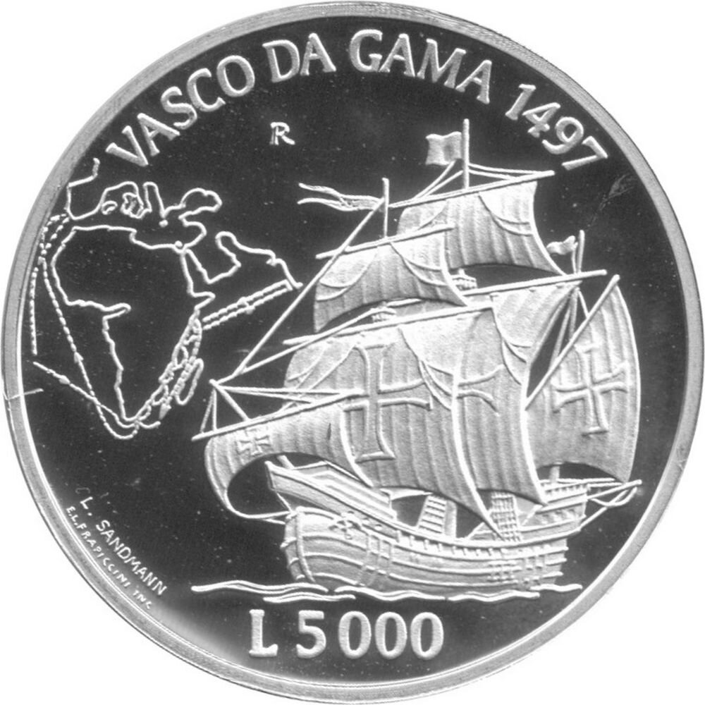 San Marino 5.000 Lire 1997 - Karavelle von Vasco da Gama - Silber PP ...