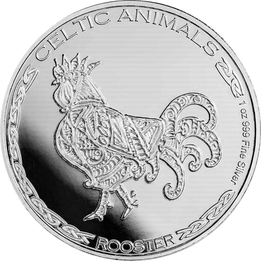 Tschad Celtic Animals Hahn - Rooster 2022 1 oz Silber, 95,70